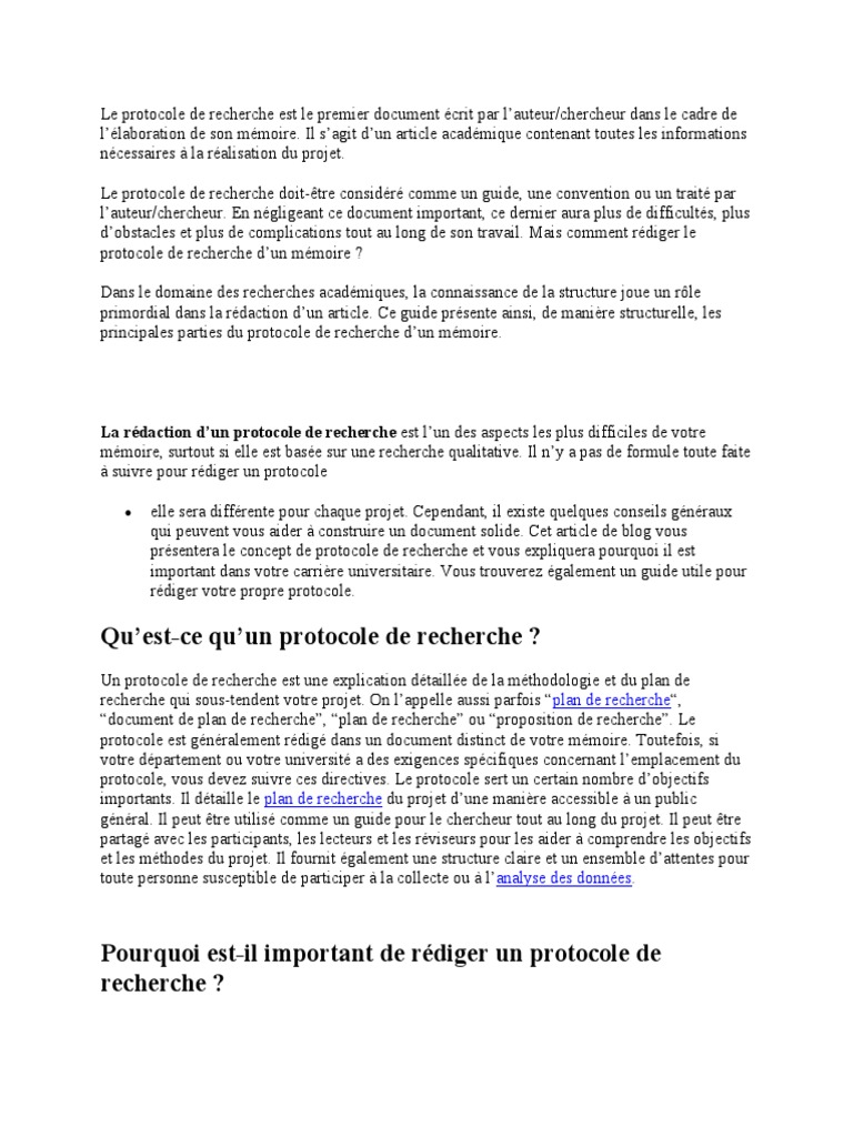 Rédiger un protocole de recherche efficace | PDF | Mémoire | Crédibilité