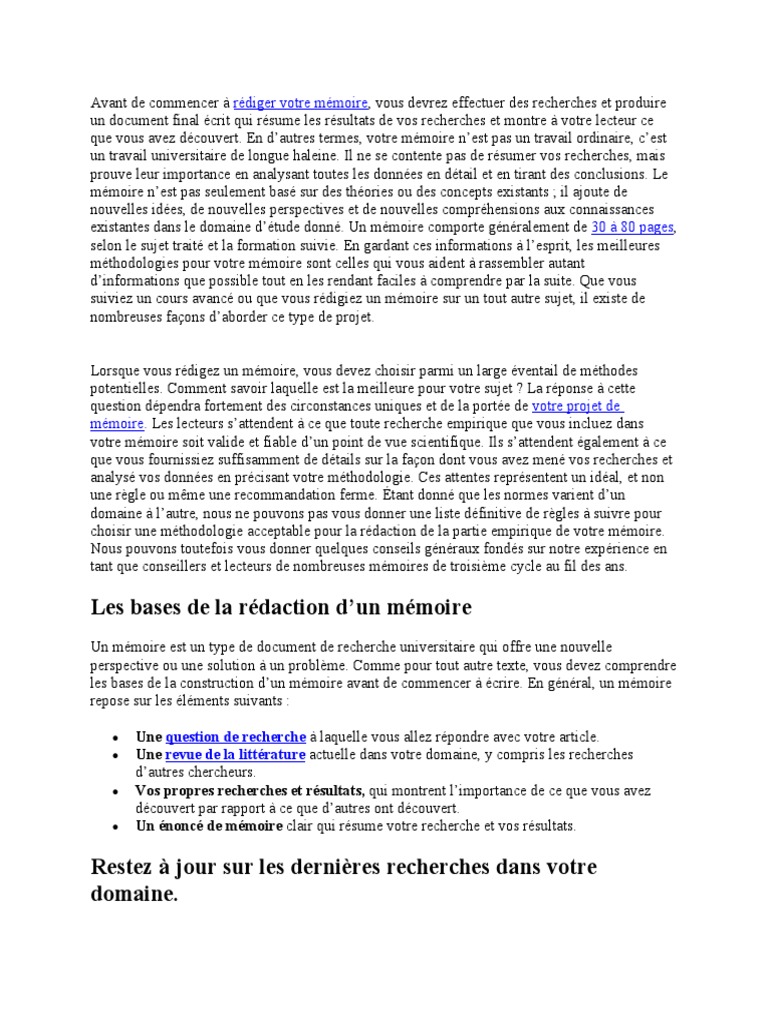 Quelles Methodologies Pour La Redaction Du Memoire | PDF | Mémoire | Méthodes qualitatives