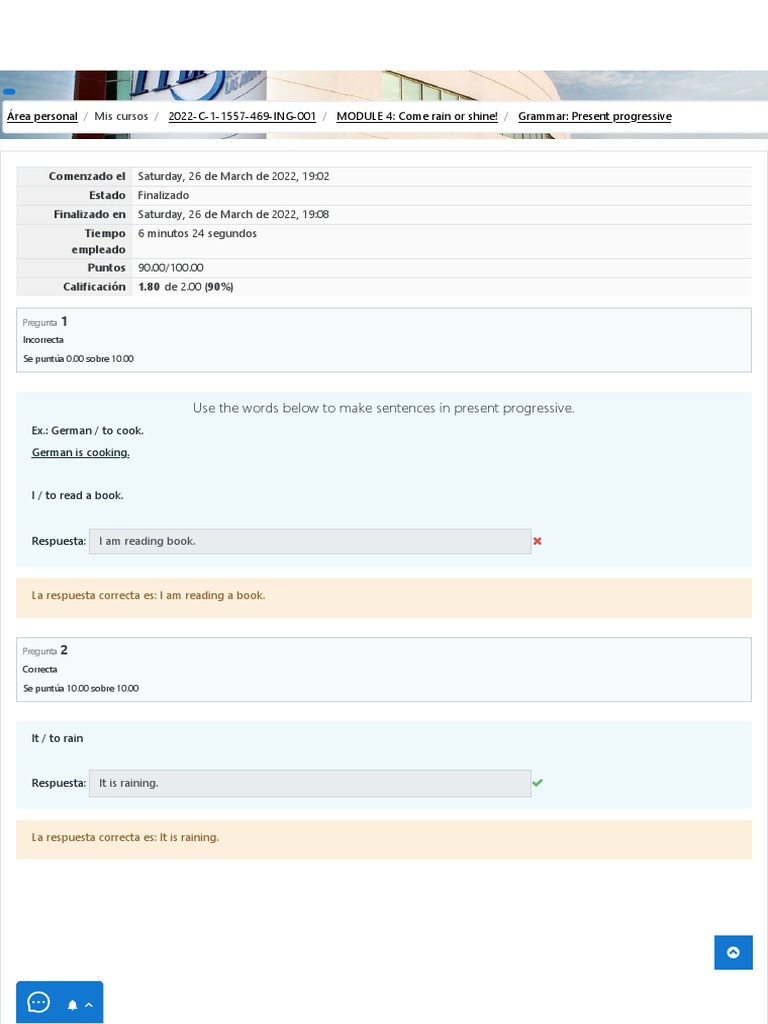 Grammar - Present Progressive - Revisión Del Intento | PDF