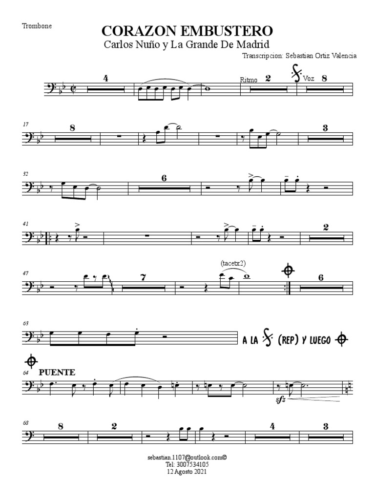 CORAZON EMBUSTERO - Carlos Nuño y La Grande Madrid - Trombone | PDF