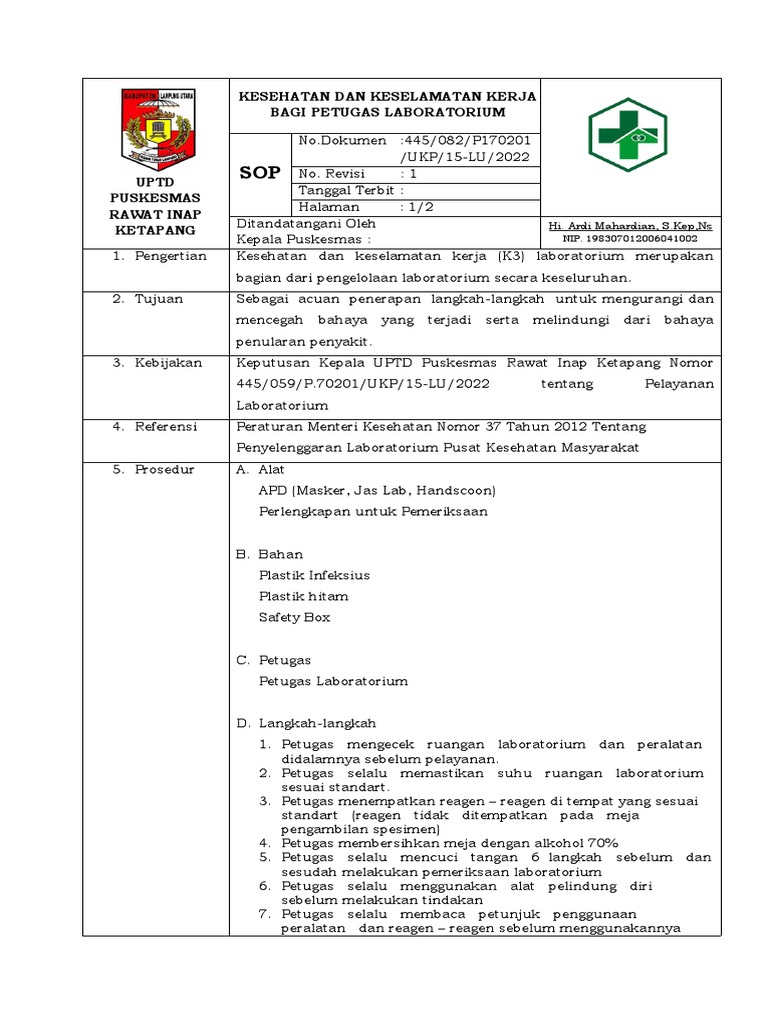 Ep. 7 - SOP K3 Laboratorium | PDF