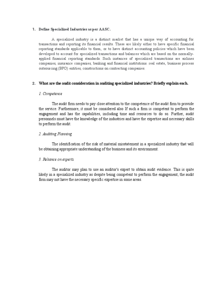 Specialized Industries in Auditing | PDF | Business
