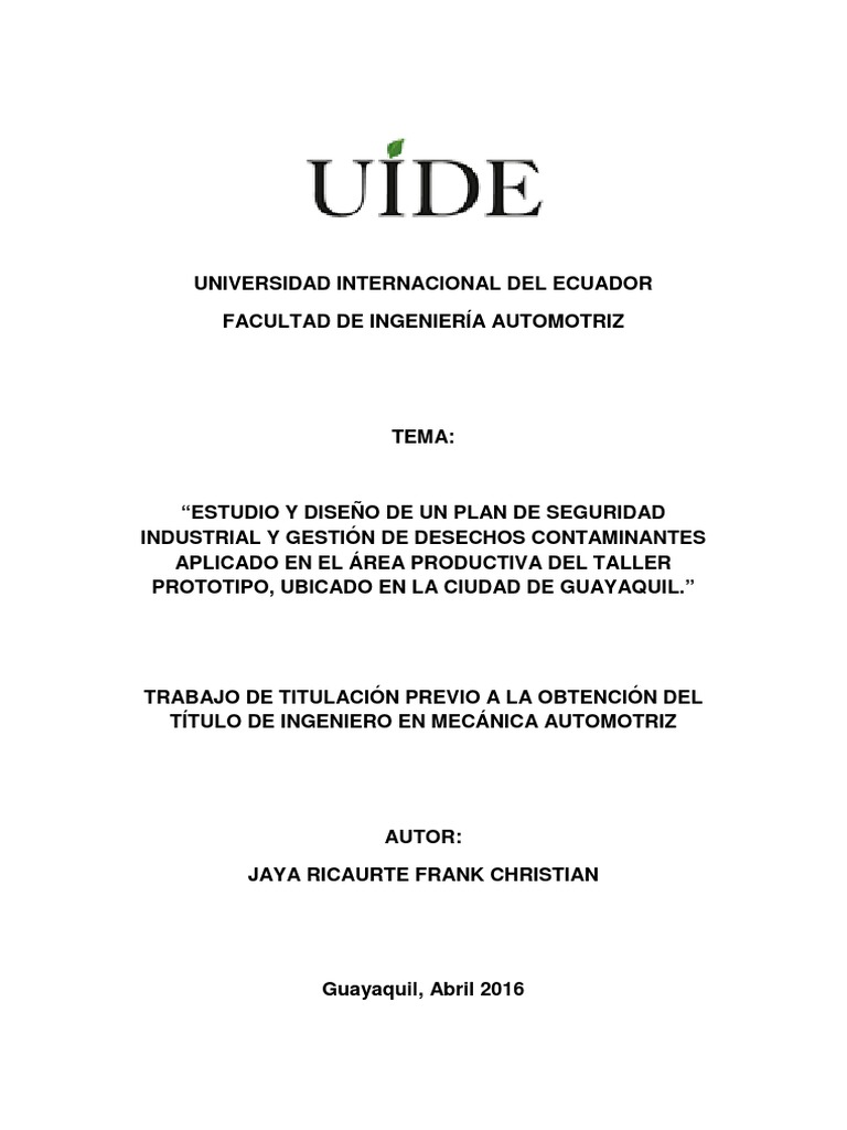 Universidad Internacional Del Ecuador Facultad de Ingeniería Automotriz ...