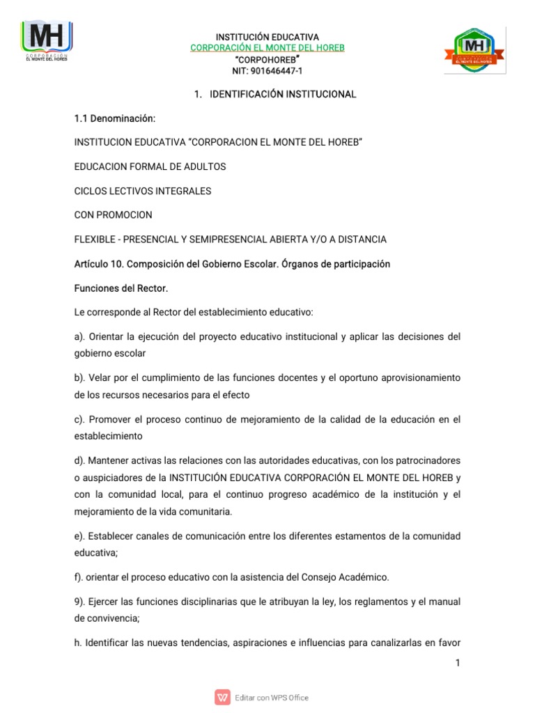 0 - Resumen Manual de Convivencia | PDF