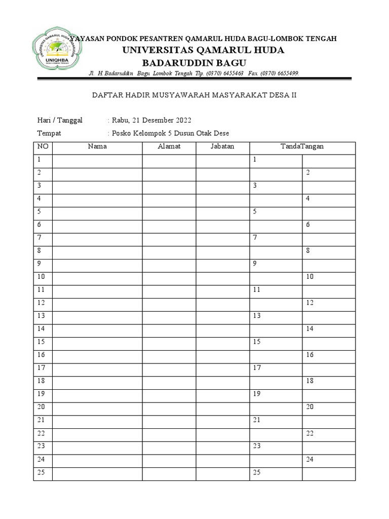 Daftar Hadir MMD 1 | PDF