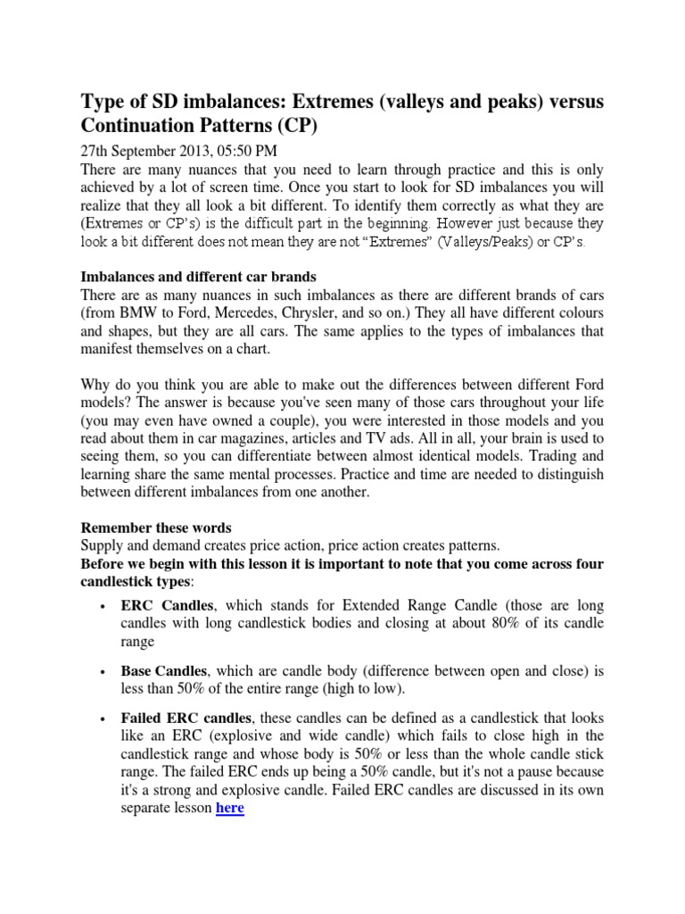 Type of SD Imbalances Extremes Valleys and Peaks Versus Continuation ...