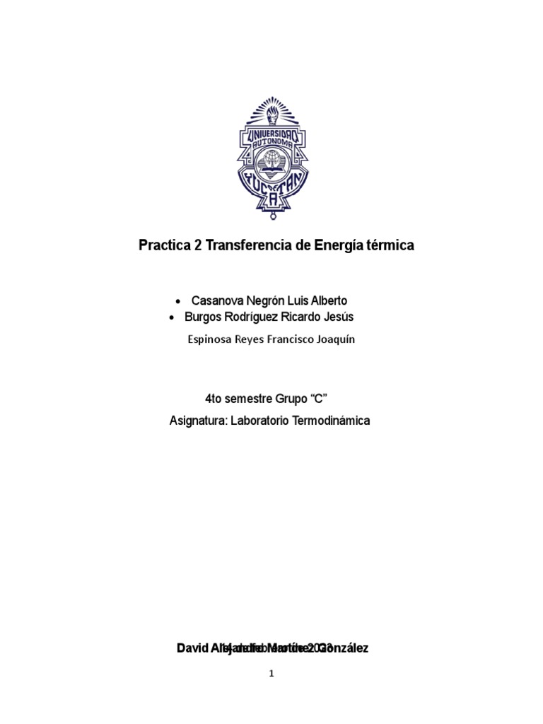 Practica 2 Termodinamica | Descargar gratis PDF | Conduccion termica | Calor