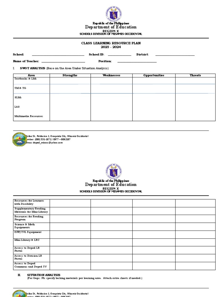 Class LR Plan Template | PDF | Educational Technology | Learning