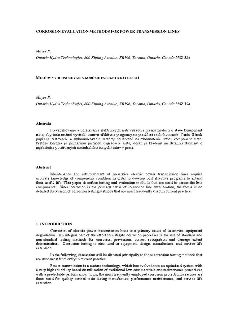 Corrosion Evaluation for Power Lines | PDF | Corrosion | Wire