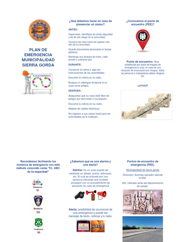 Triptico - Plan de Emergencia | PDF | Desastres | Desastres naturales