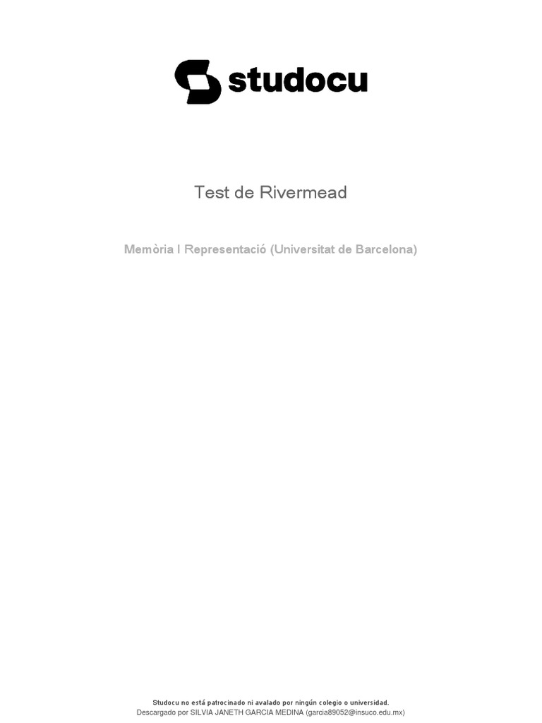 Test de Rivermead | PDF | Memoria | Memoria a largo plazo