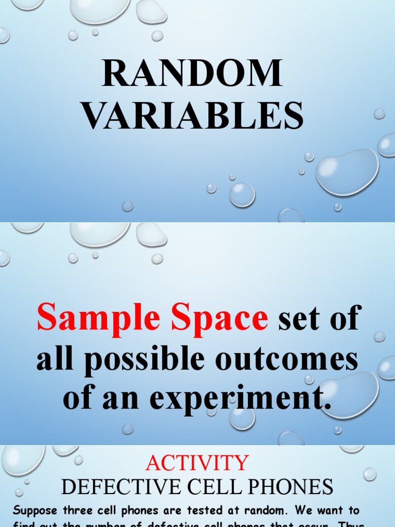 Analysis of Discrete and Continuous Random Variables Representing ...