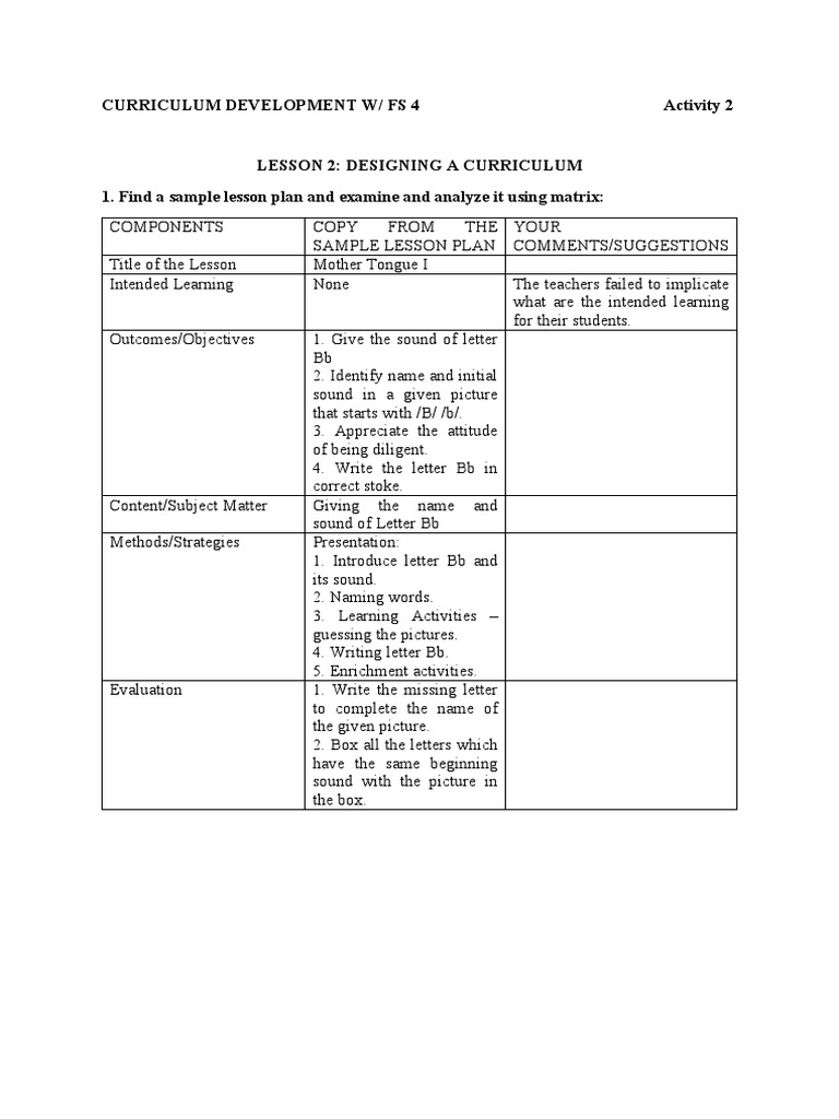 Activity 2 | PDF | Lesson Plan | Learning