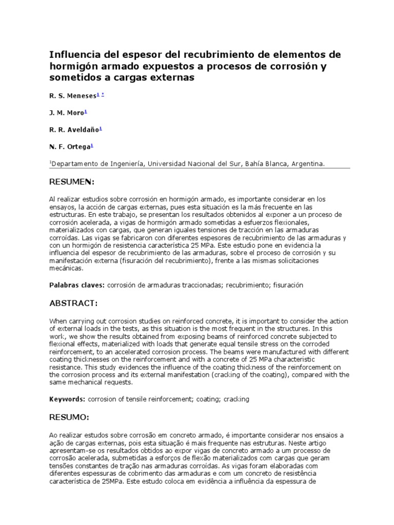 Influencia Del Espesor Del Recubrimiento de Elementos de Hormigón ...