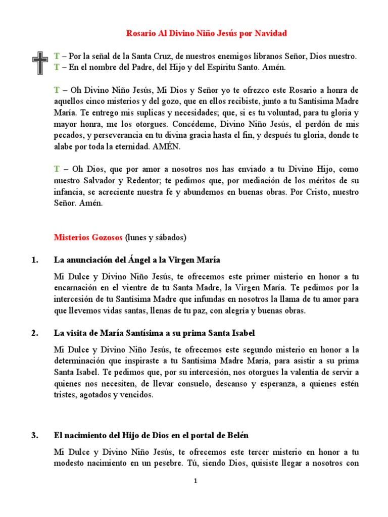 Rosario Al Divino Niño Jesús Por Navidad | PDF | Cristo (título ...