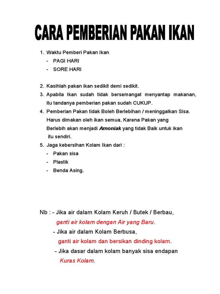 Cara Pemberian Pakan Ikan | PDF Cara Pemberian Pakan Ikan | PDF