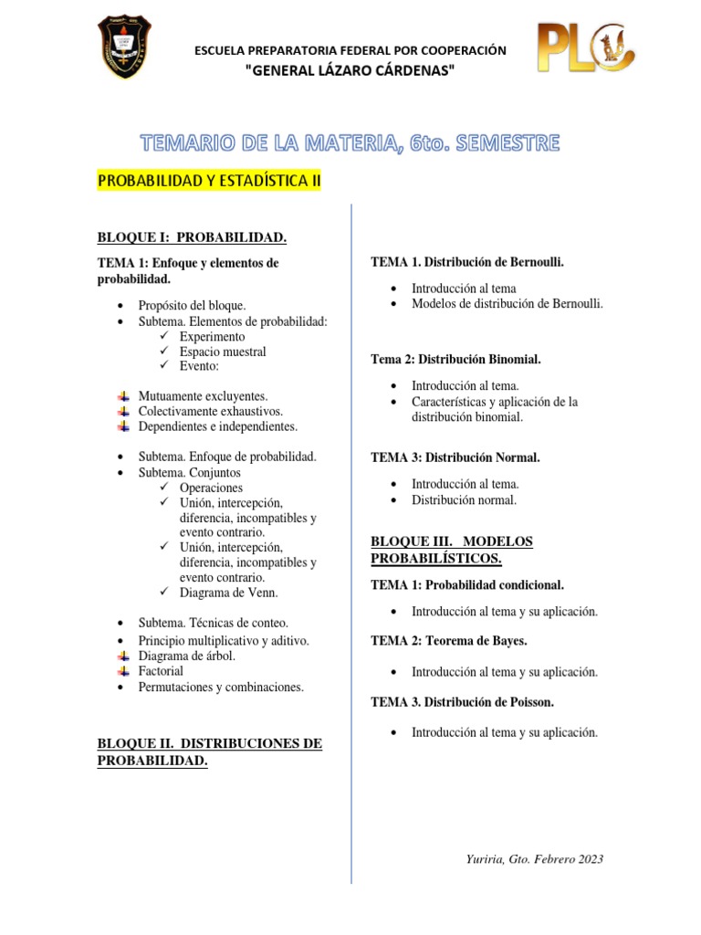 Probabilidad y Estadística II: Temas Clave | PDF