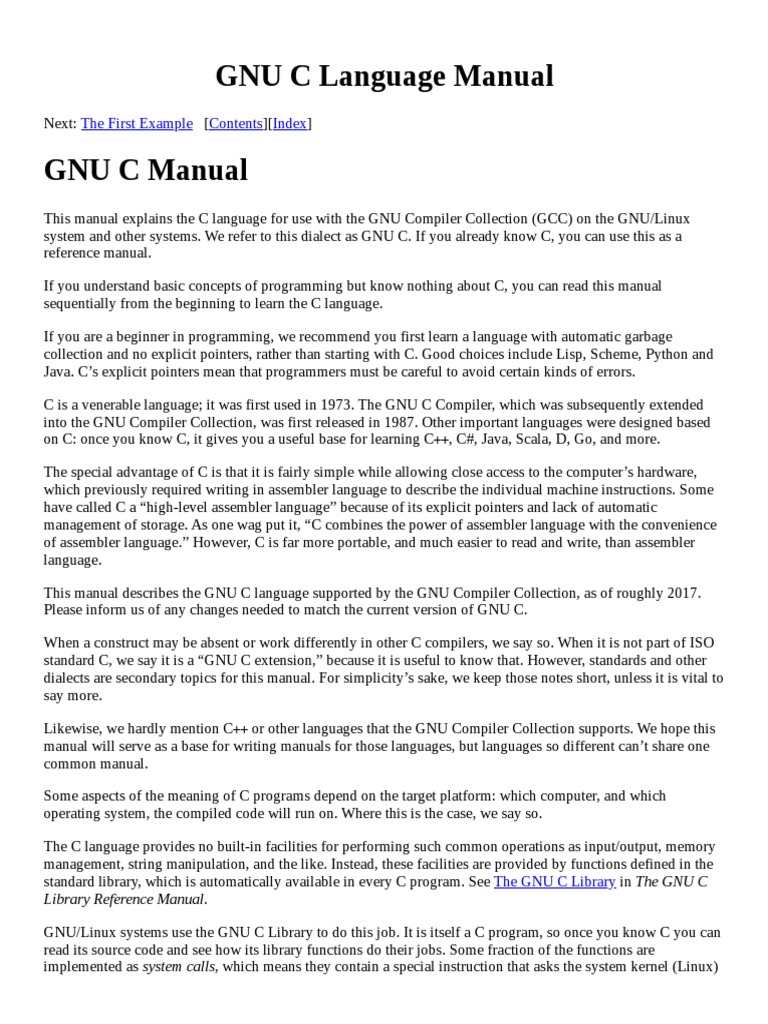 Gnu C Language Manual Pdf Pointer Computer Programming Parameter Computer Programming