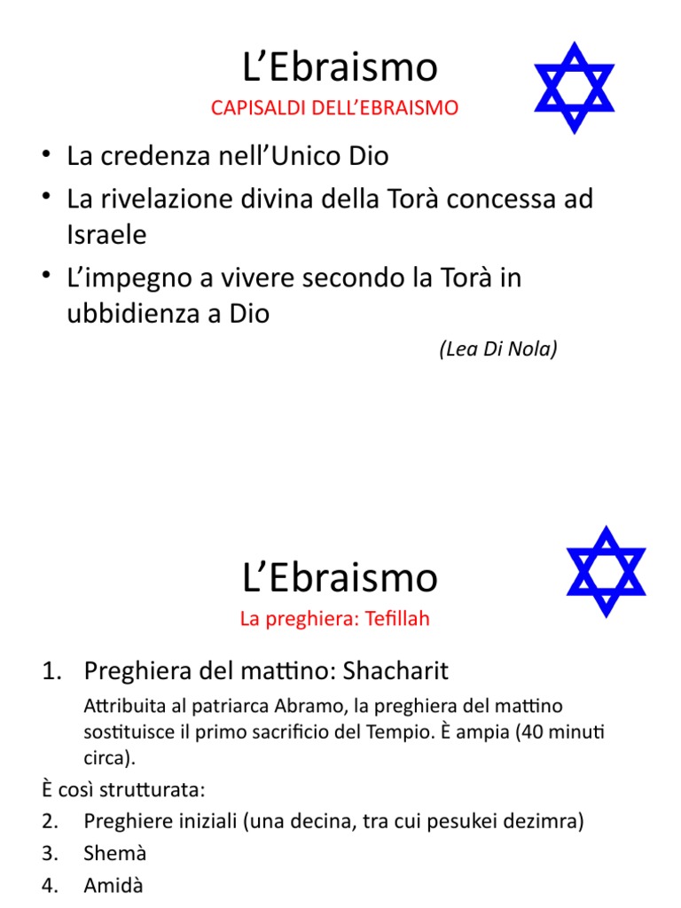 L'Ebraismo La Preghiera La Liturgia Le Feste | PDF