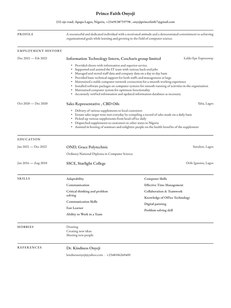 Prince Faith Onyeji - CV | PDF
