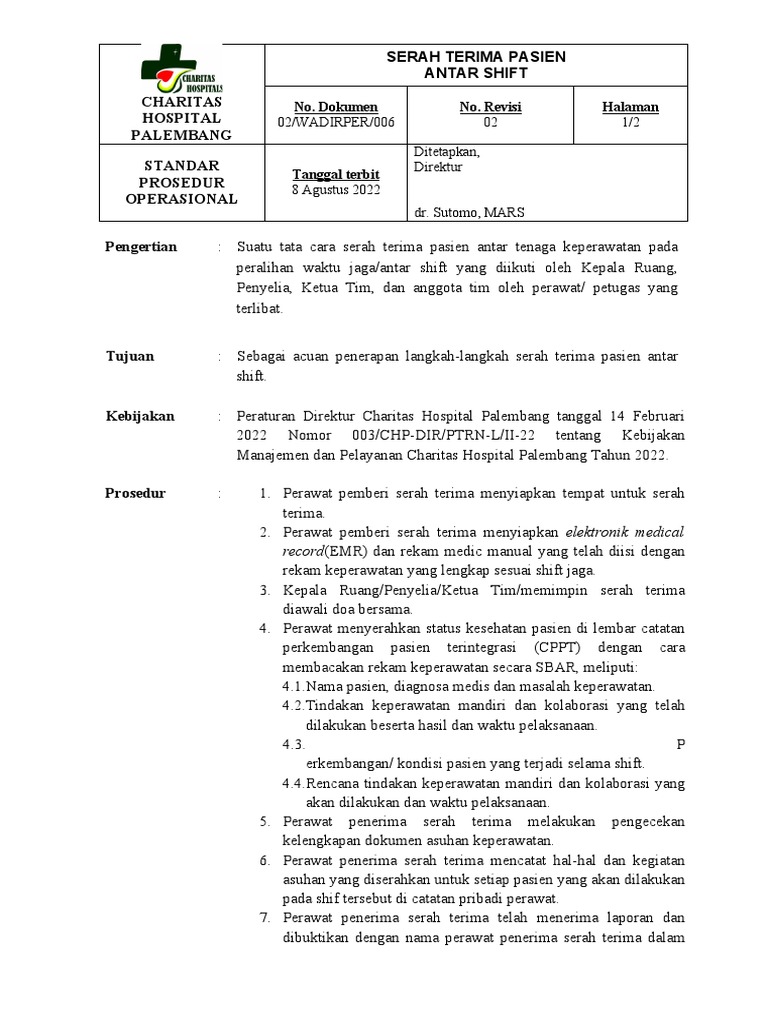 02 006 Serah Terima Pasien Antar Shift Fix Pdf