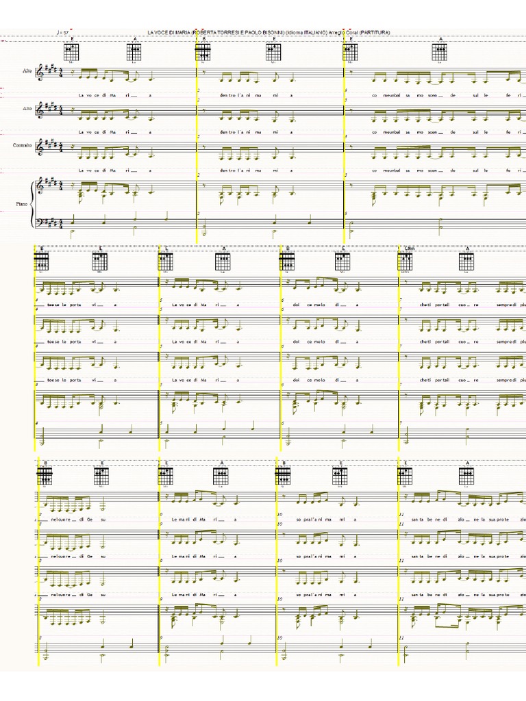 pdf-LA VOCE DI MARIA (Arreglo Coral de MEMO SANCHEZ LEVI) | PDF