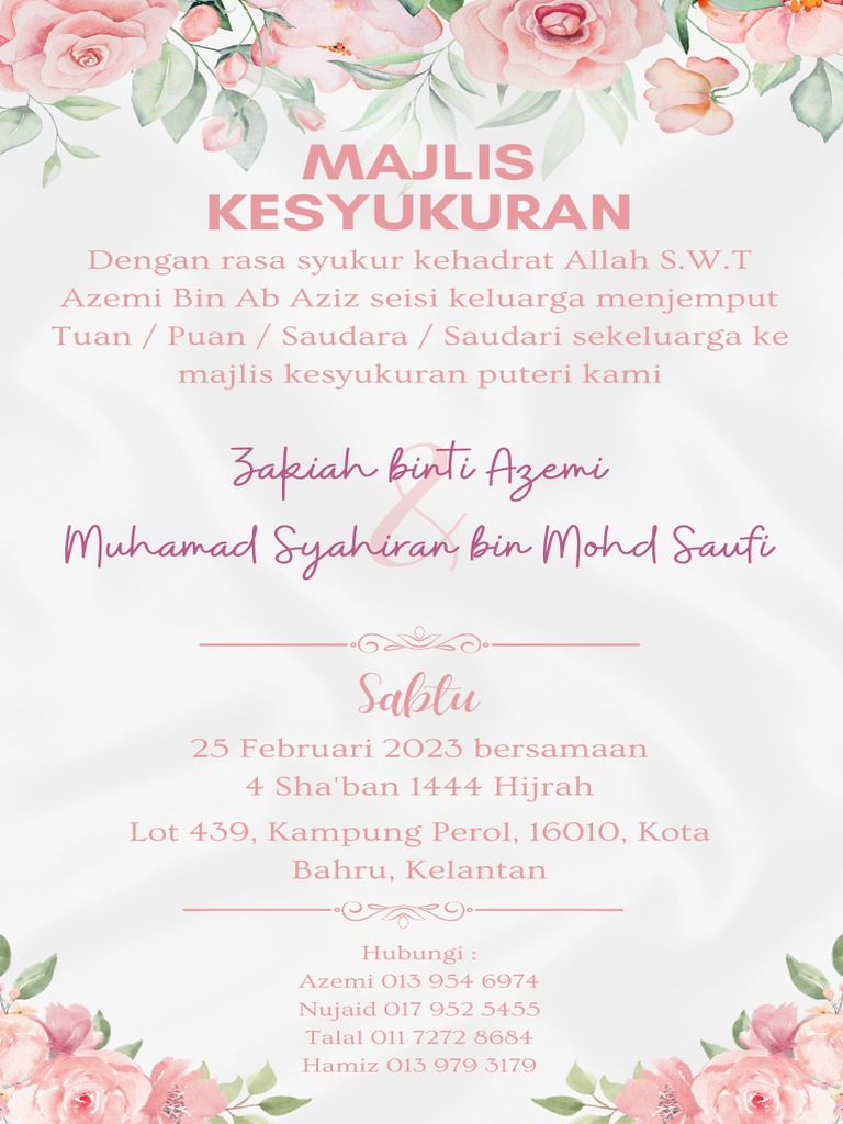 Jemputan Ke Majlis Kesyukuran | PDF