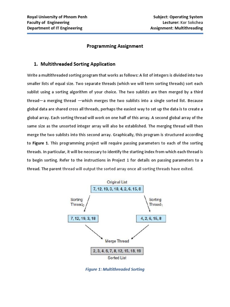 Multithreading Sorting Assignment Pdf Thread Computing Programming 3159