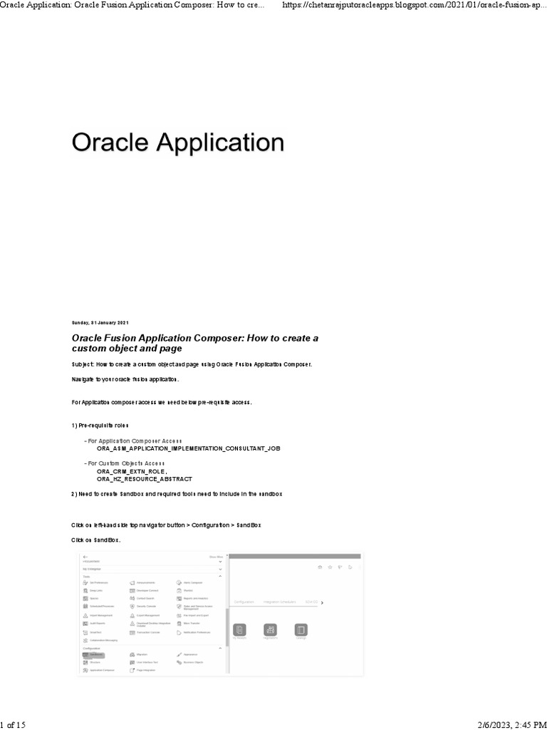 Oracle Application - Oracle Fusion Application Composer - How To Create A Custom Object and Page ...
