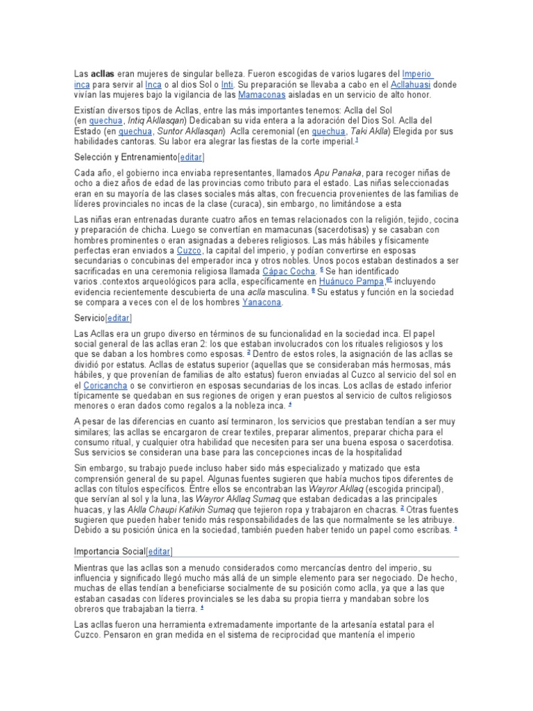 Las Acllas | PDF | Perú | Andes