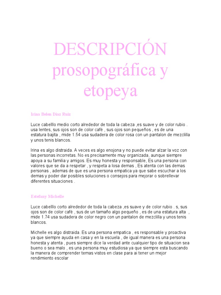 DESCRIPCIÓN prosopográfica y etopeya | PDF