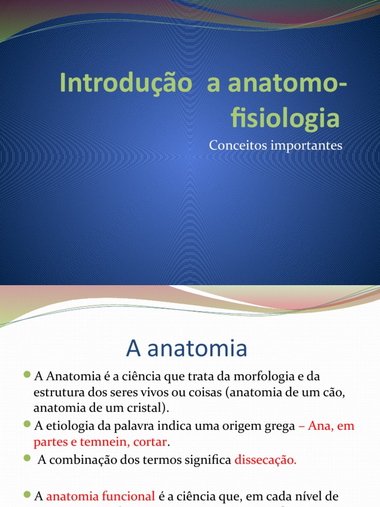 Introdução A Anatomo-Fisiologia | PDF