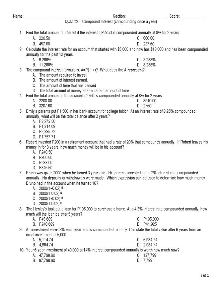 Quiz #3 | PDF | Interest | Compound Interest