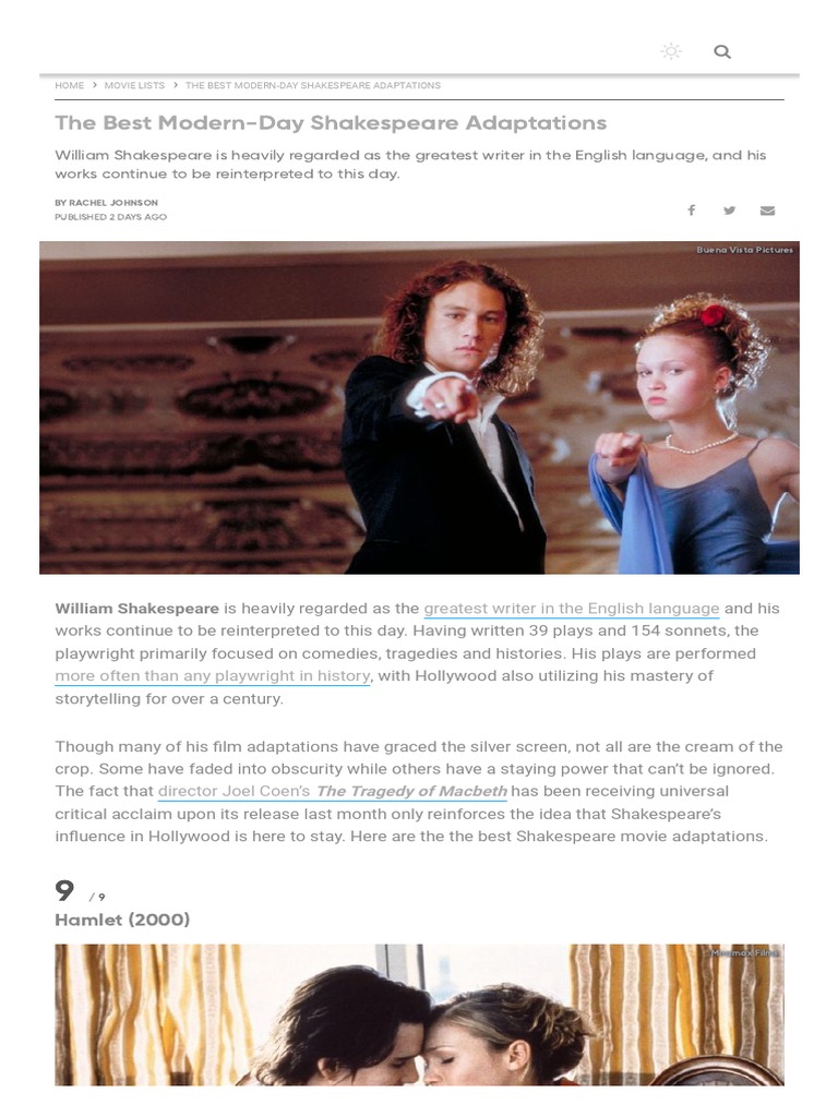 Romeo And Juliet Adaptations List