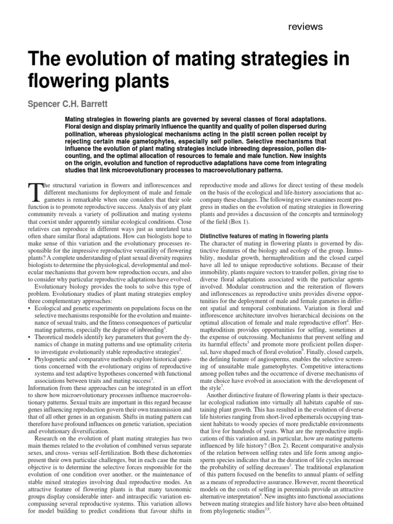 BARRET 98 Evolution of Mating Strategies | PDF | Flowers | Polymorphism ...