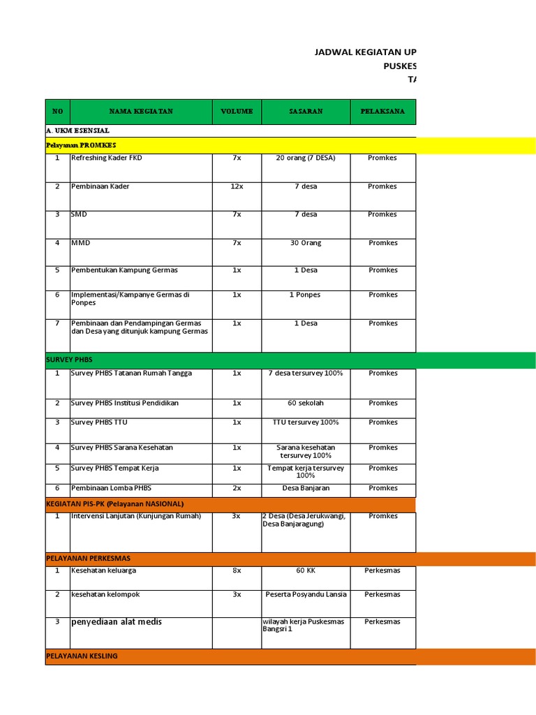 Jadwal Ukm Bulanan | PDF