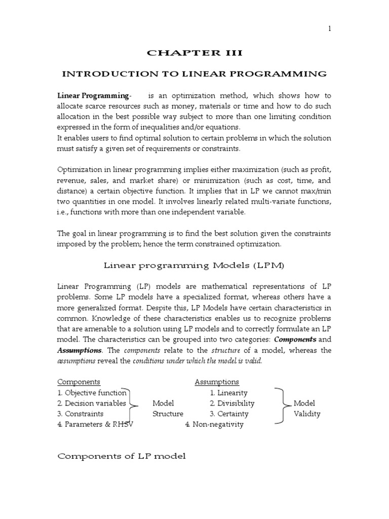 CH 3 | PDF | Mathematical Optimization | Linear Programming