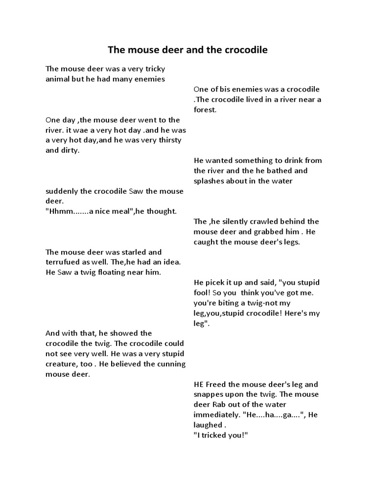 The Clever Mouse Deer and Crocodile | PDF | Home & Garden | General Fiction
