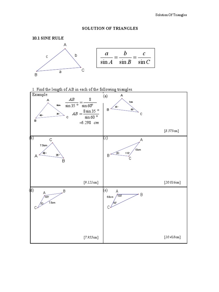 Triangle Solutions and Problem Solving | PDF | Sine | Classical Geometry