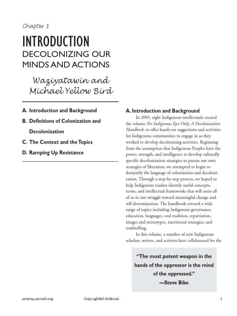 Sar Press For Indigenous Minds Only Chapter 1 | PDF | Indigenous ...