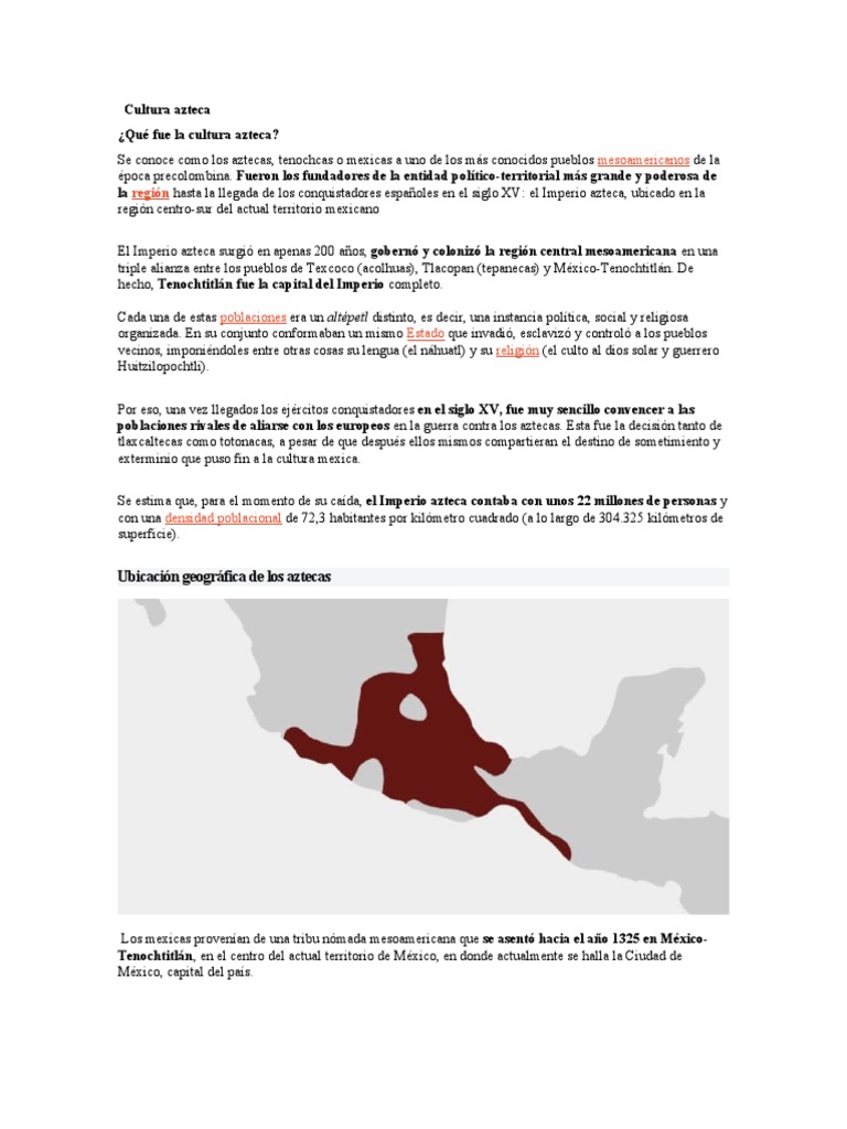 Cultura Azteca | PDF | Mesoamérica | Cultura de las Americas