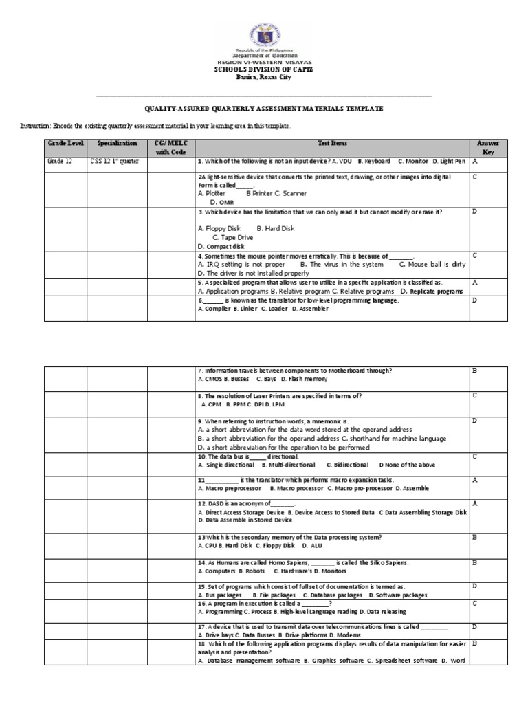 Quarter 1 CSS 12 Examination | PDF | Software | Operating System