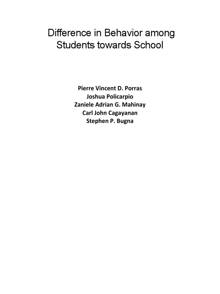 Difference in Behavior Among Students Towards School | PDF | Extraversion And Introversion ...