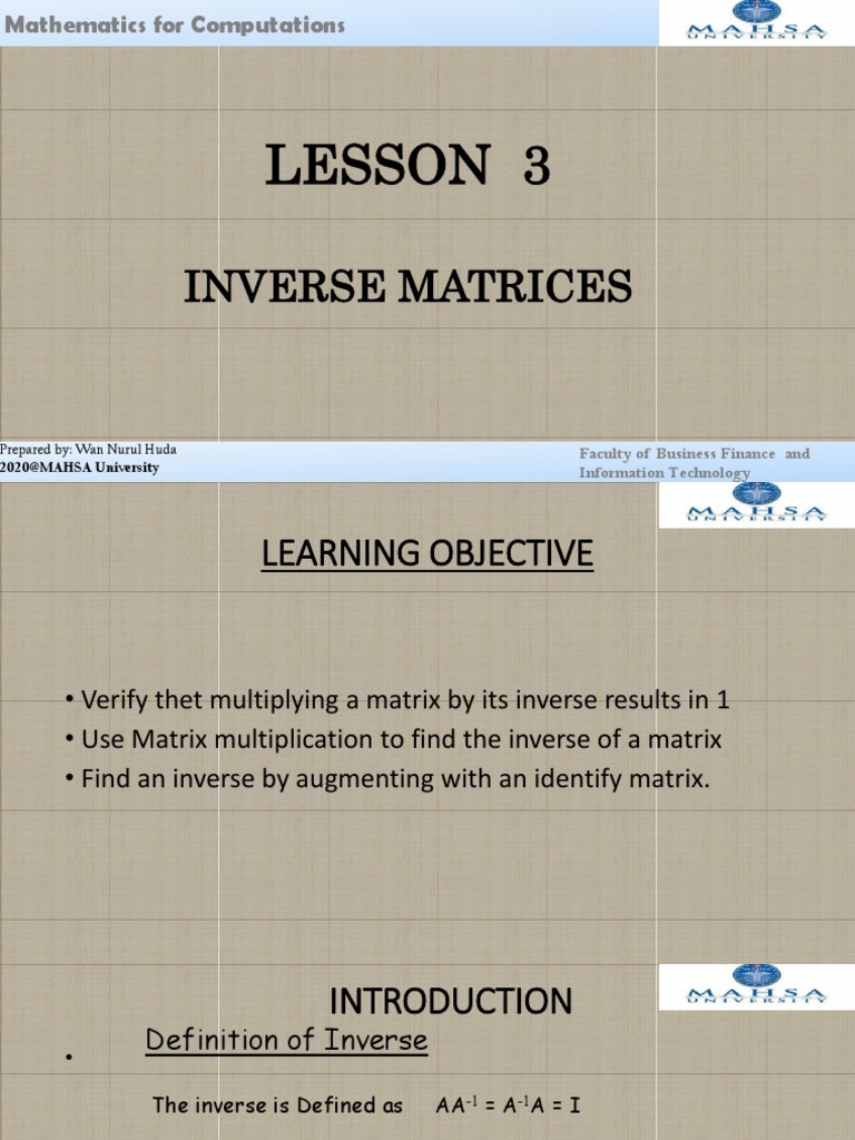 Lesson 3 | PDF | Matrix (Mathematics) | System Of Linear Equations