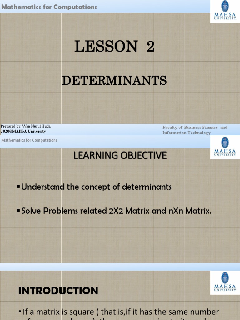 Lesson 2 | PDF | Determinant | Matrix (Mathematics)