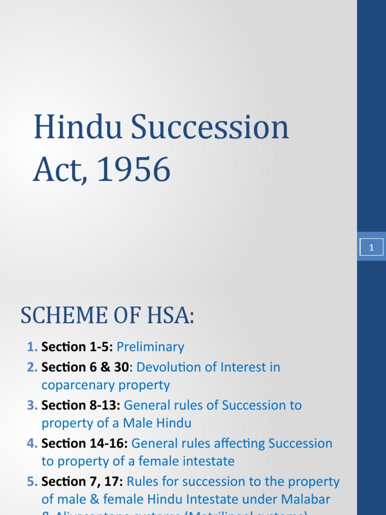 Week 5-7 Hindu Succession Act | PDF | Intestacy | Concurrent Estate