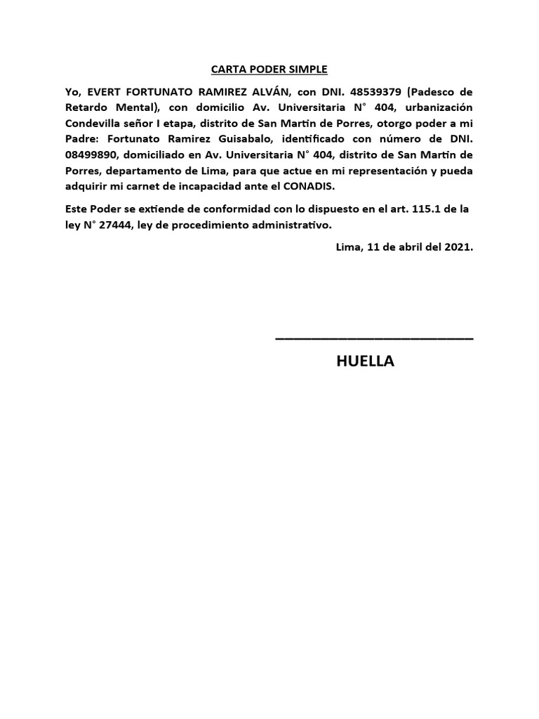 Carta Poder Simple | PDF