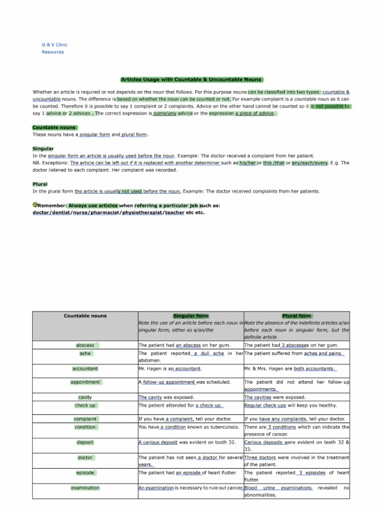 Articles Usage (Path To OET) | PDF Articles Usage (Path To OET) | PDF