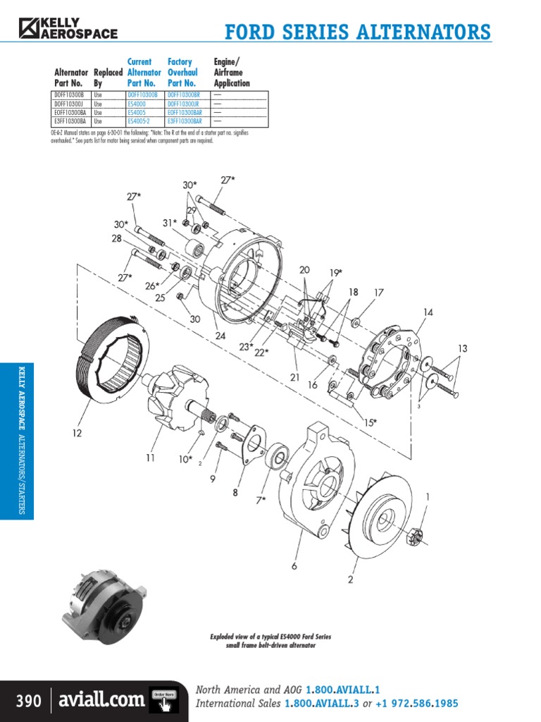 Ford Series Alternators: Current Factory Alternator Overhaul Part No ...