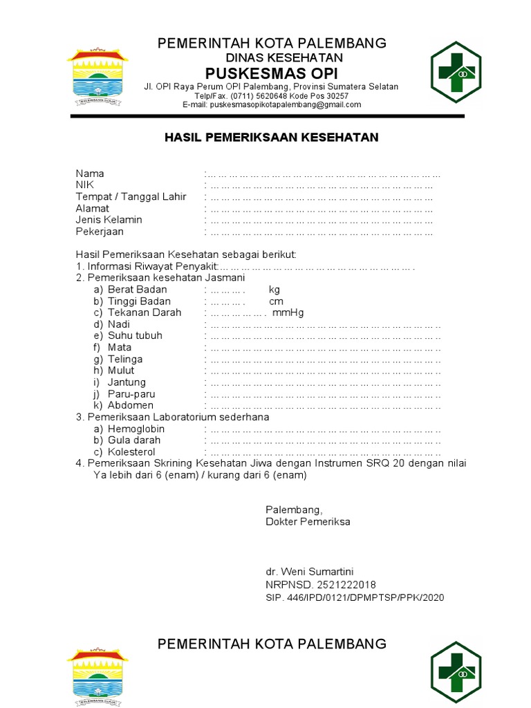 Form Surat Keterangan Sehat Jasmani dan Rohani revisi 3 (2) | PDF